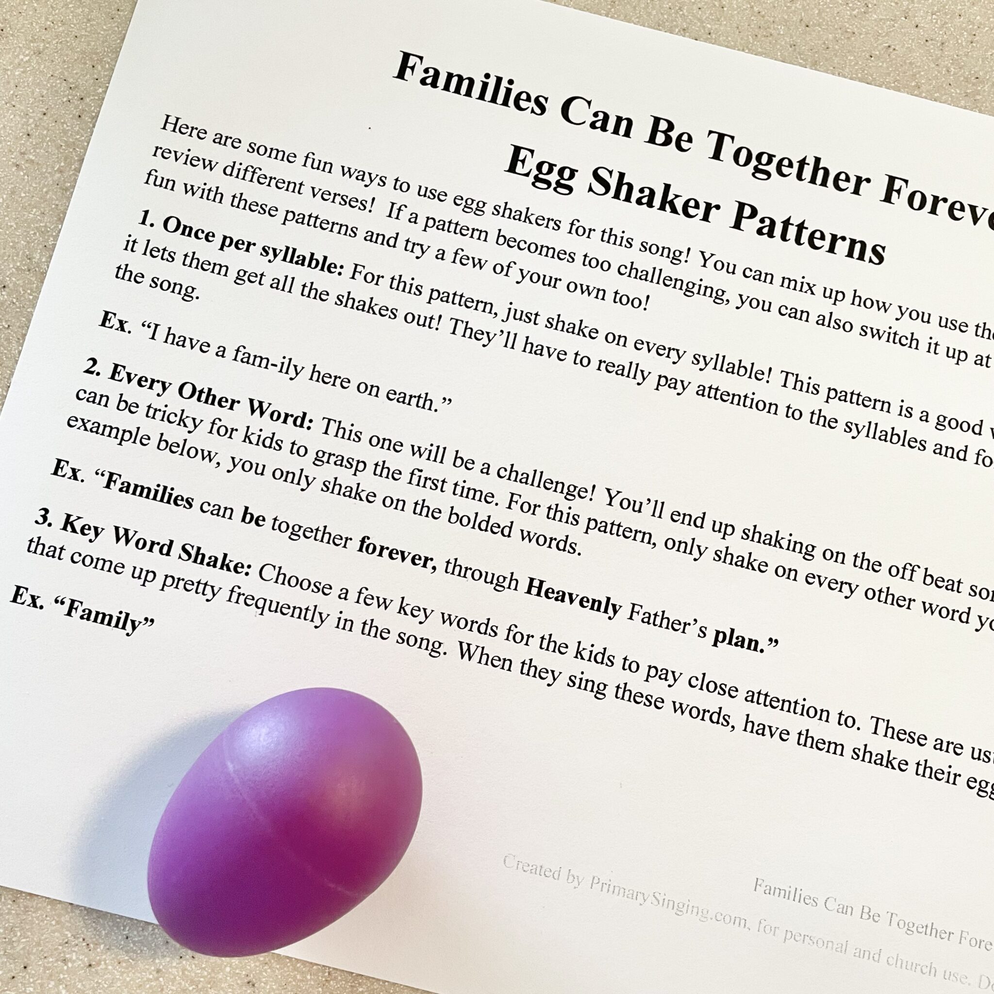 Families Can Be Together Forever Egg Shakers - Primary Singing