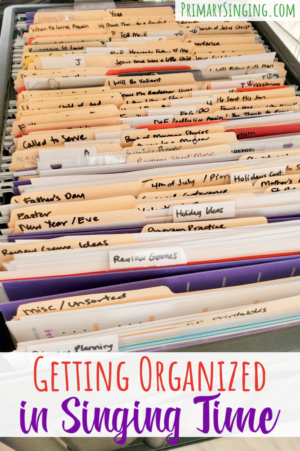 Organizing Singing Time Lesson Plans with File Folders! - Primary Singing