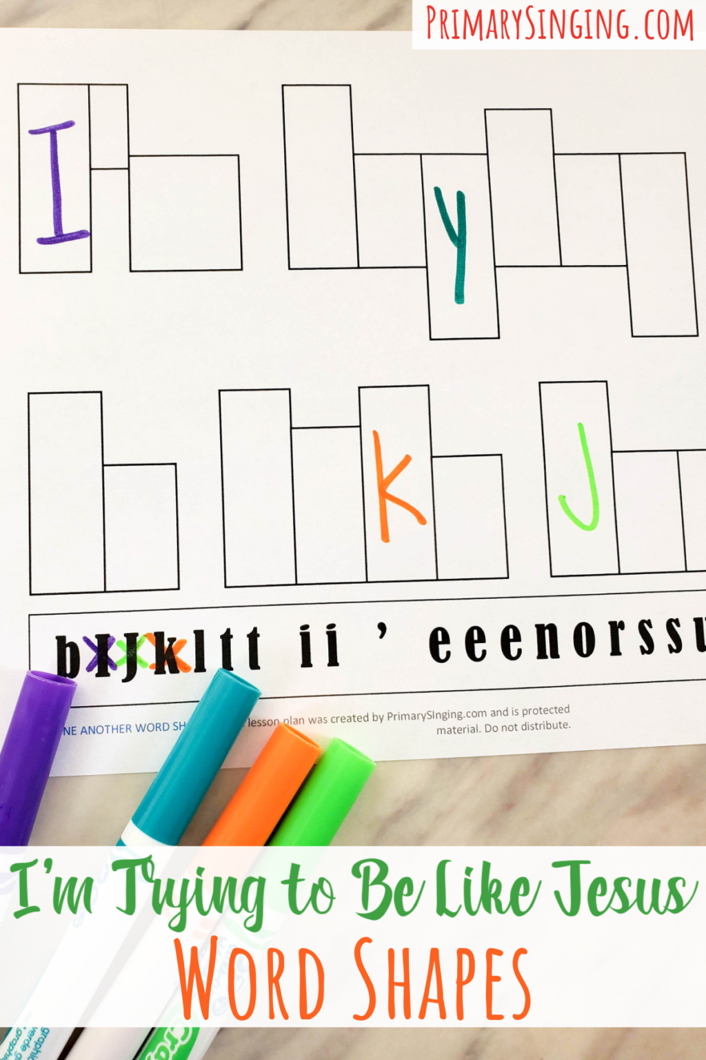 I'm Trying to Be Like Jesus Word Shapes - Primary Singing