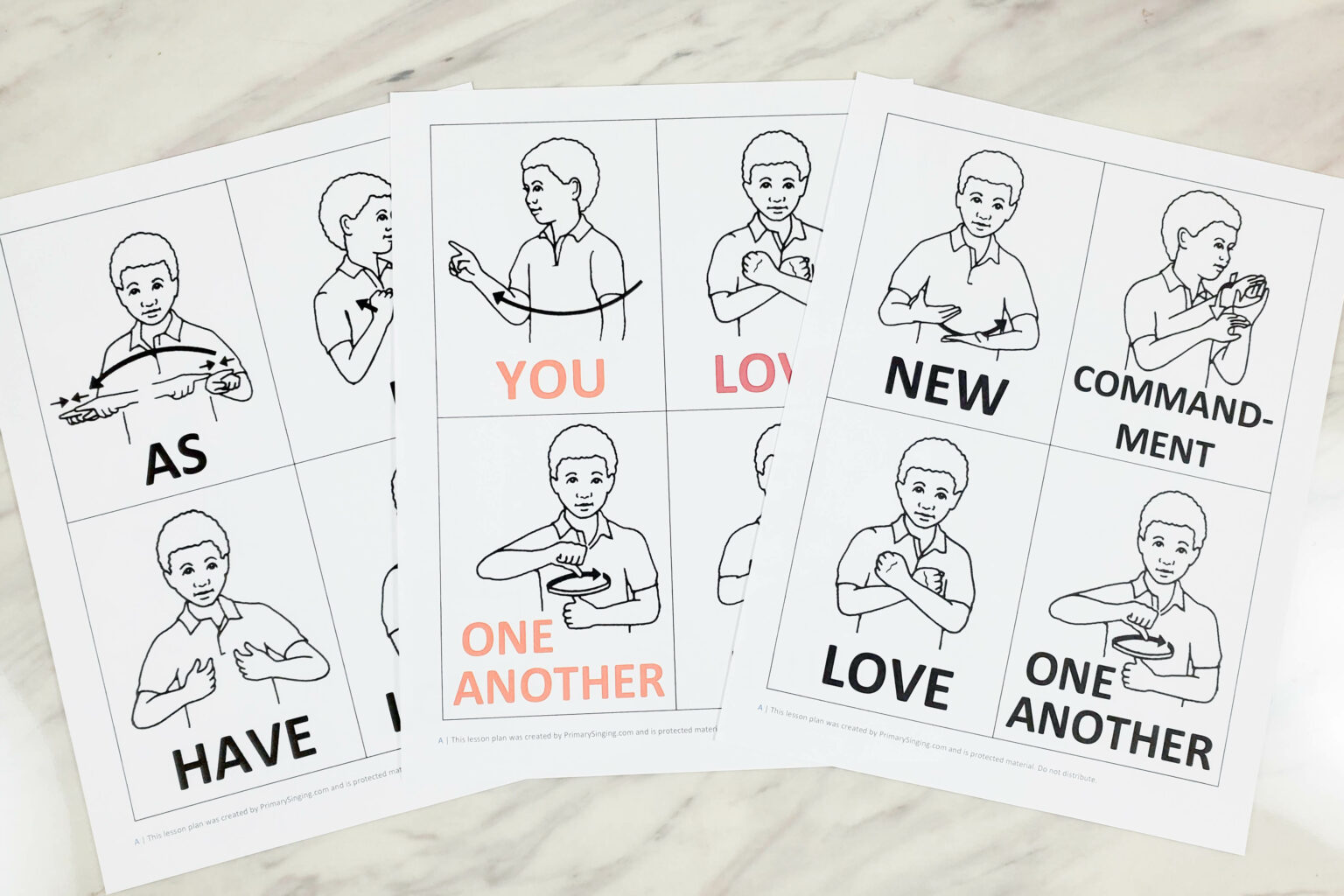 Love One Another ASL Cards - Primary Singing