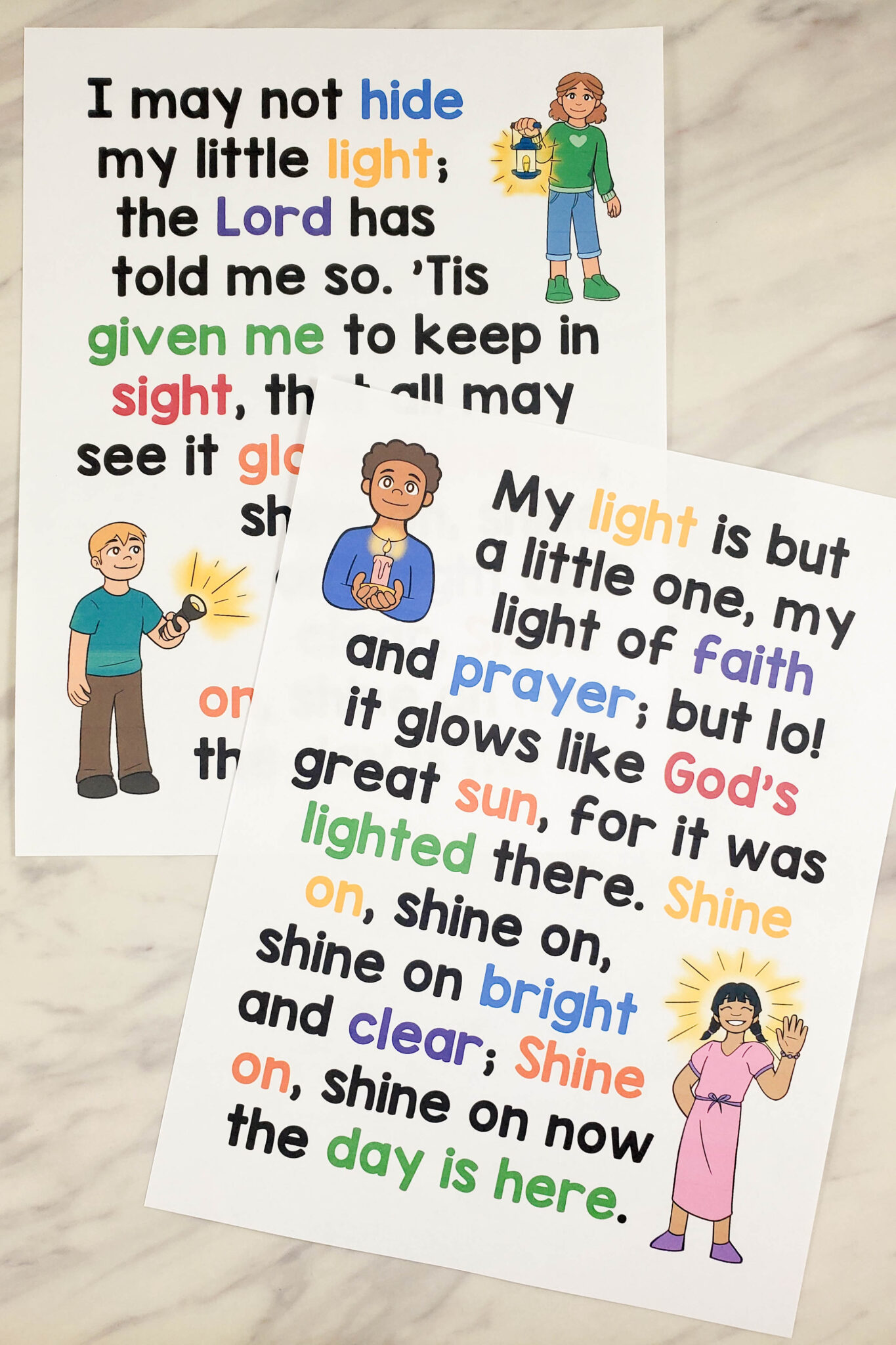 Shine On Flip Chart & Lyrics - Primary Singing